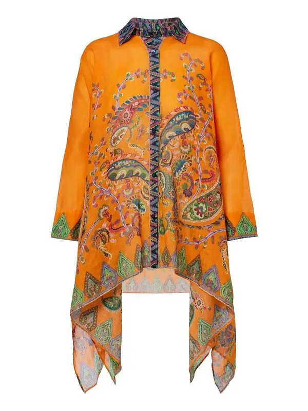 Etro Paisley Ramie Oversized Shirt - Orange