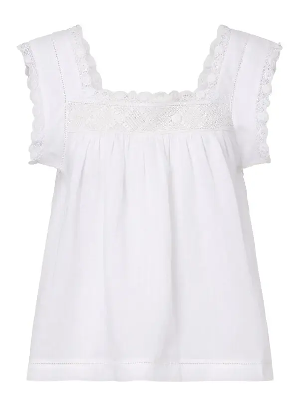DÔEN Aphra Lace-trimmed Ramie Top - White