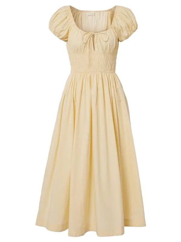 DÔEN Cotton Poplin Midi Dress - Beige