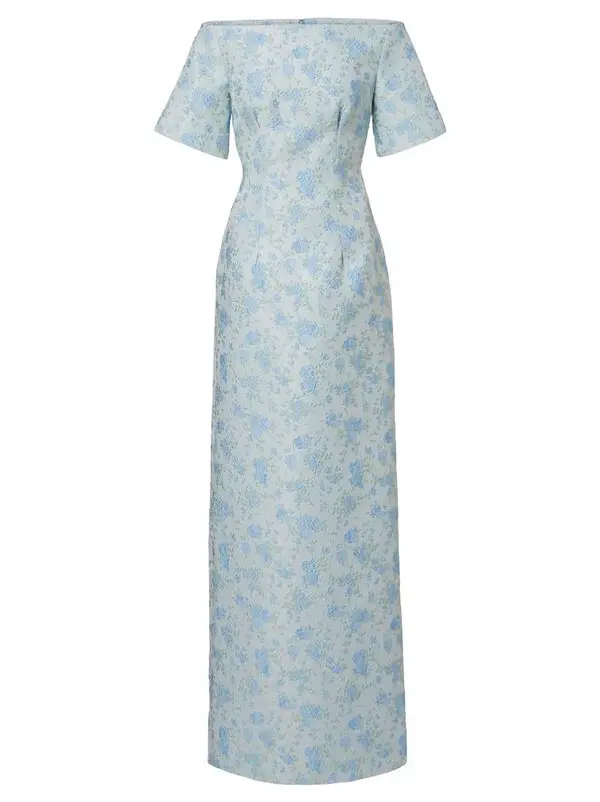 MARKARIAN Gilda Floral Brocade Gown - Blue