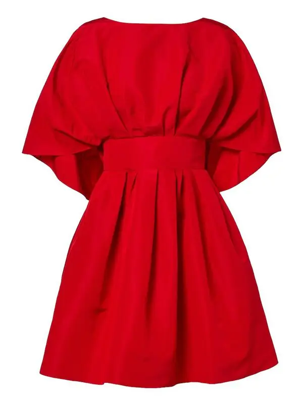 Carolina Herrera Fan Gathered Silk Minidress - Red