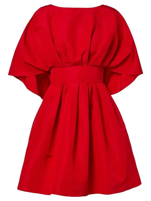 Carolina Herrera Fan Gathered Silk Minidress - Red