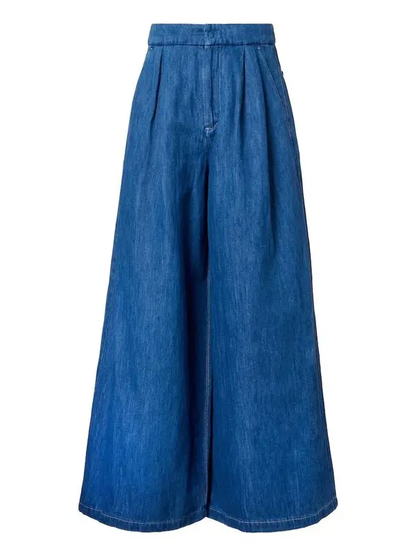 Max Mara Nastro Cropped Wide-leg Jeans - Blue