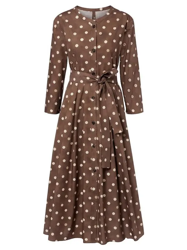 Max Mara Pesche Polka-dot Cotton Shirt Dress - Brown