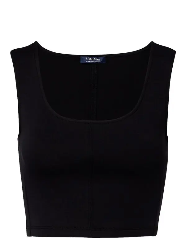 Max Mara Dire Cotton-blend Crop Top - Black
