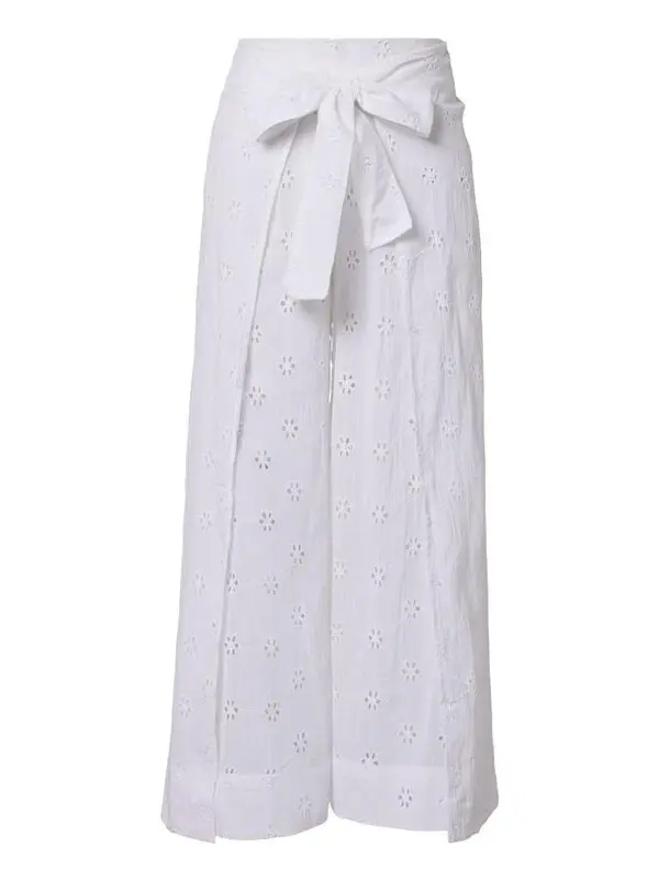 Polo Ralph Lauren Broderie Anglaise Cotton Poplin Wide-leg Pants - White
