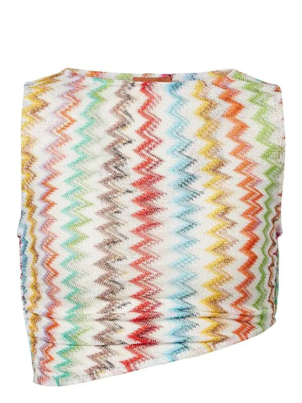 Missoni Zigzag Ruched Lame Crop Top - Multicoloured