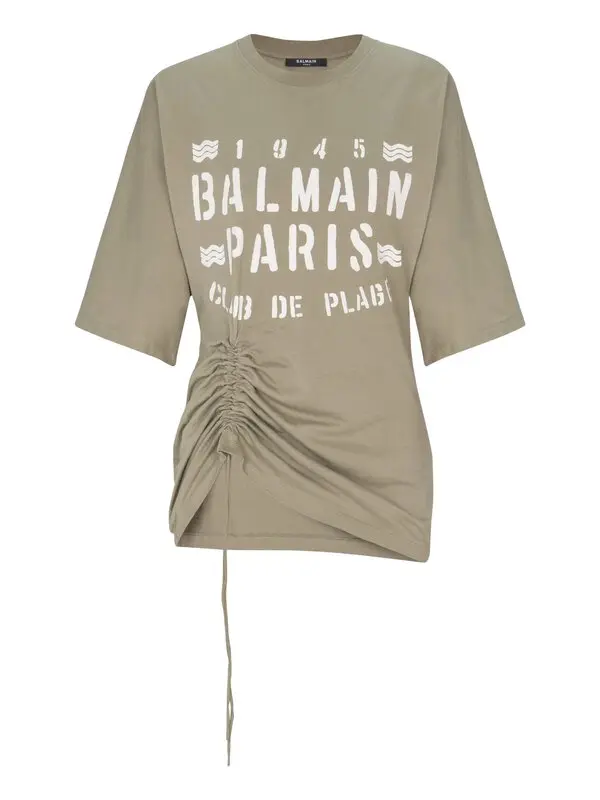 Balmain T-shirt With Club Print - Green