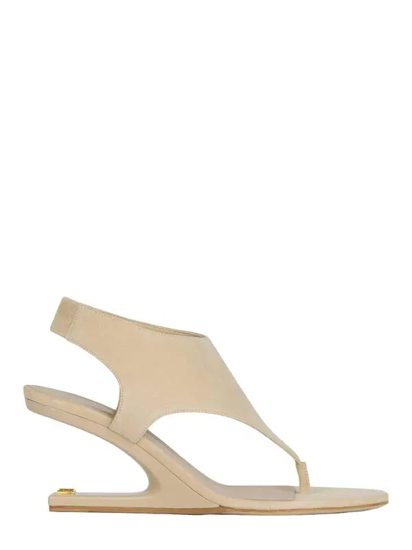 Balmain Suede Thong Sandals - Beige
