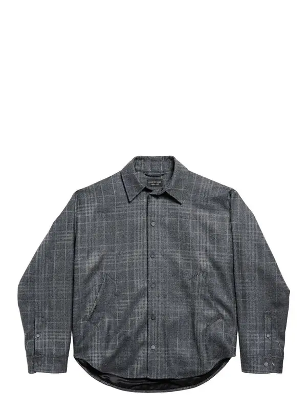 Balenciaga Overshirt In Tartan Wool - Grey & Silver