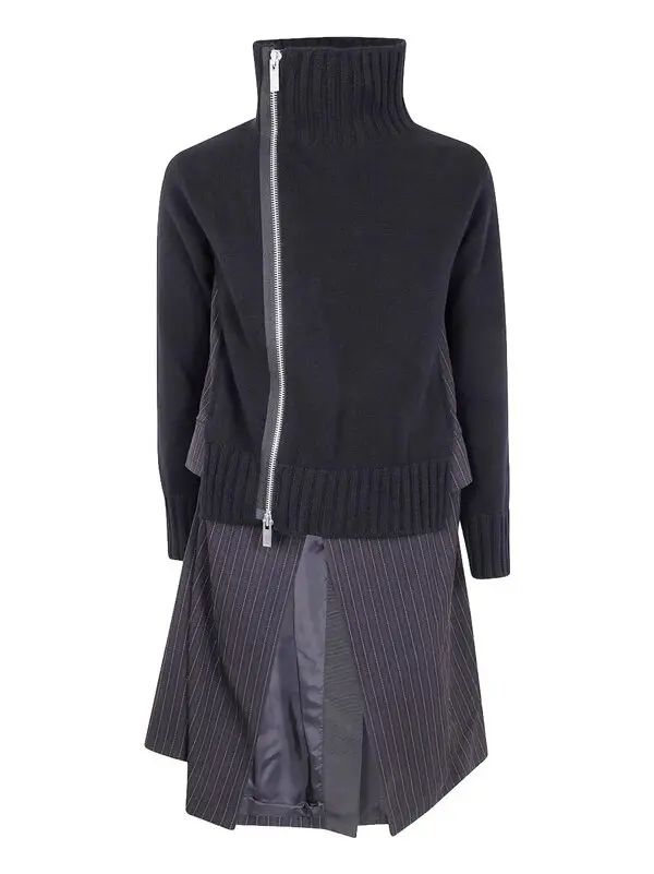 Sacai Knit Coat Dress - Black