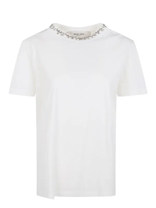 GOLDEN GOOSE Regular T-shirt With Embroidery - White