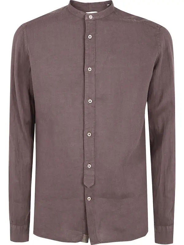 TINTORIA MATTEI 954 Linen Shirt With A Darin Collar - Brown