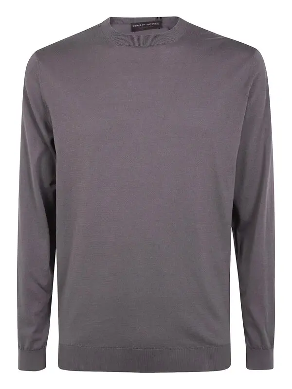 FILIPPO DE LAURENTIIS Long Sleeves Round Neck Sweater - Gray