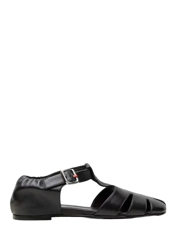CHUCKIES Cut-out Leather Sandals - Black