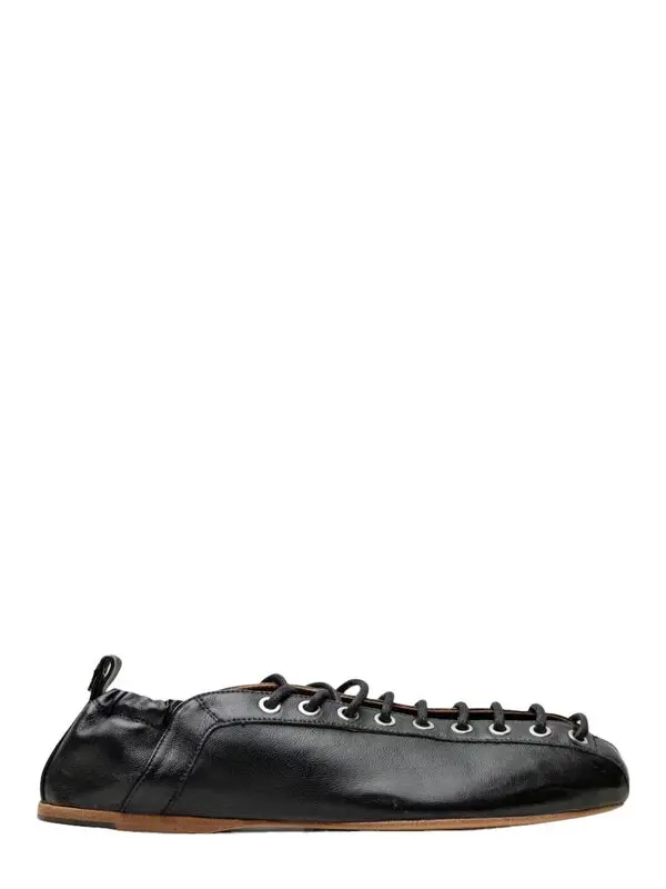 CHUCKIES Lace-up Leather Ballet Flats - Black