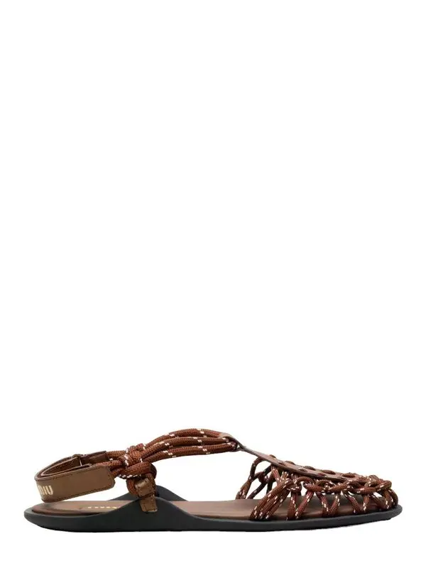 Miu Miu Rope Detail Flat Sandals - Brown