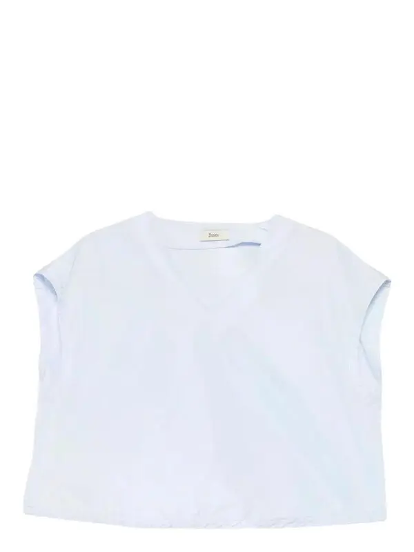 Herno Drawstring-hem V-neck Top - Blue