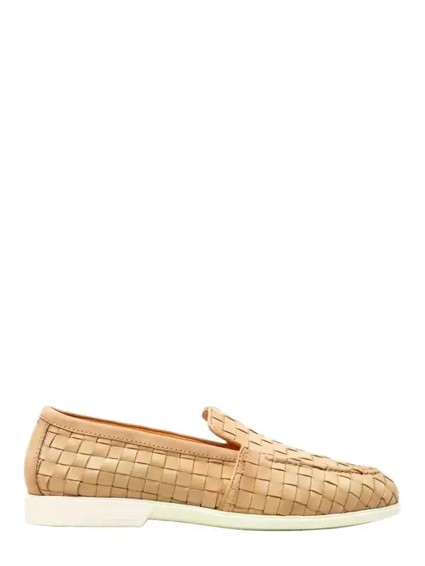 Santoni Woven Suede Loafers - Neutrals