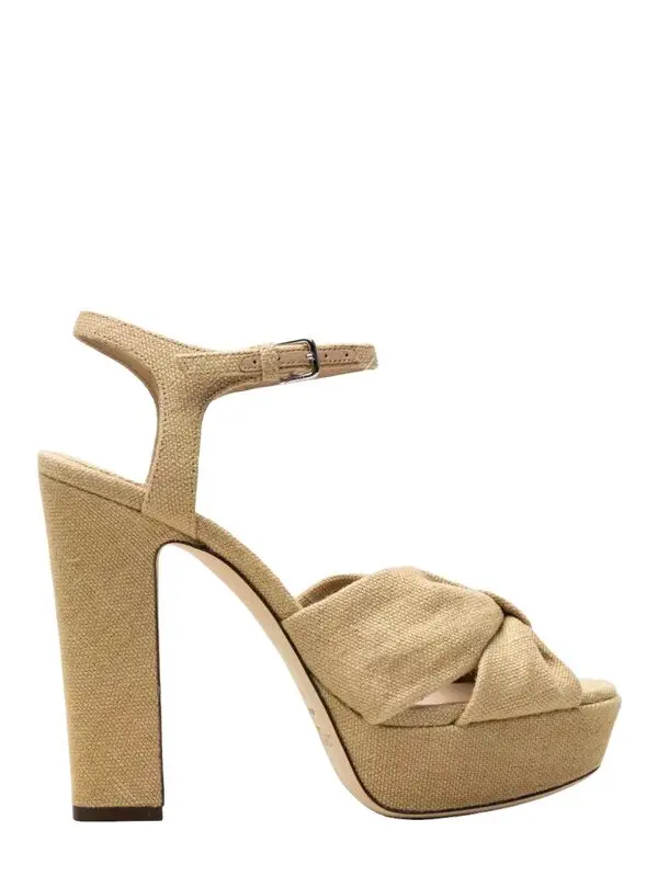 JIMMY CHOO Heloise Knotted Platform Sandals - Neutrals