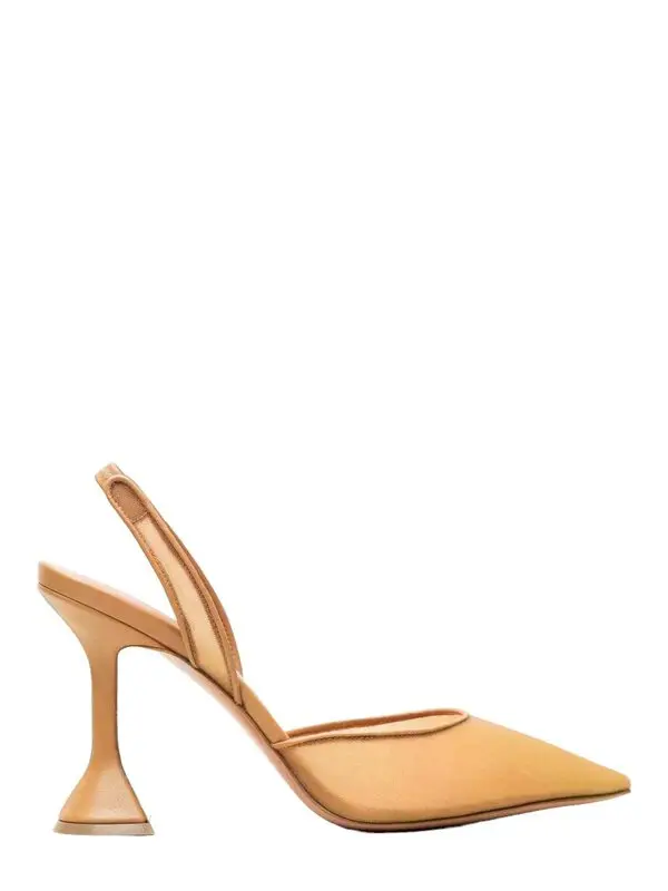 Amina Muaddi Holli Mesh Slingback Pumps - Neutrals