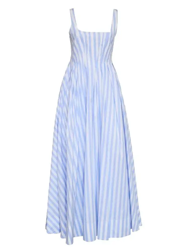 Sportmax Striped Cotton Maxi Dress - Sky Blue