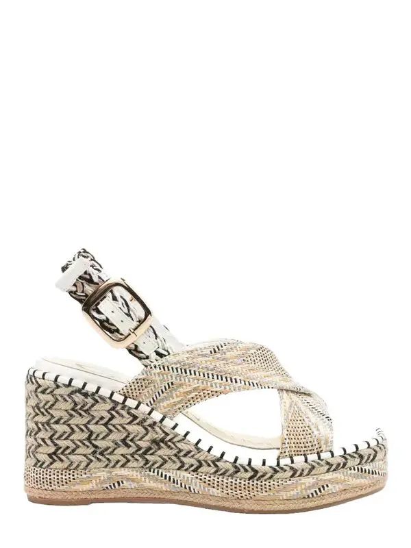 CAFÈNOIR Woven Crossover Espadrille Wedges - Neutrals