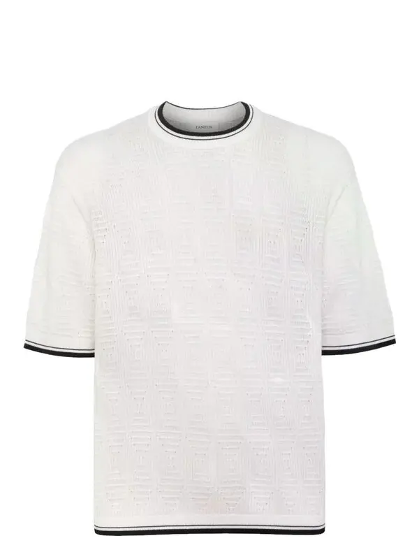 LANEUS Perforated Knit T-shirt - Neutrals