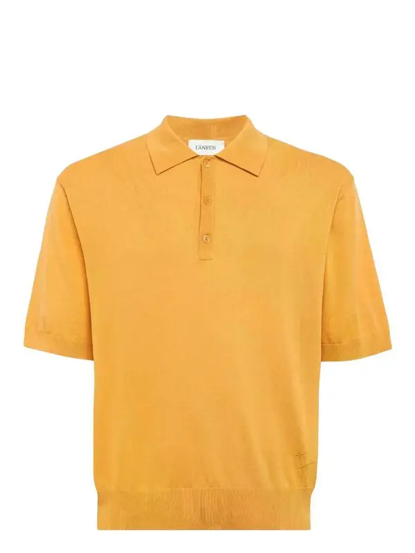 LANEUS Fine-knit Polo Shirt - Orange