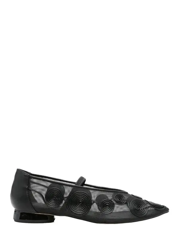 CAFÈNOIR Spiral-appliqué Ballet Flats - Black