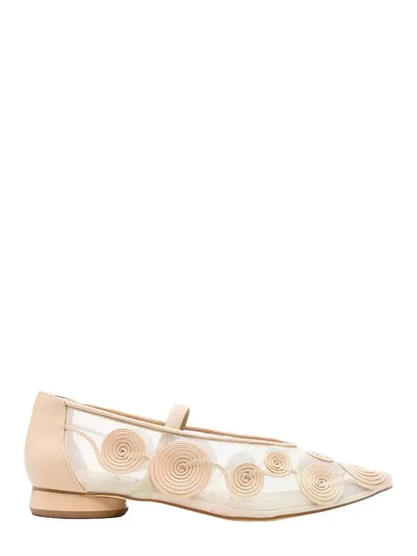 CAFÈNOIR Spiral-embroidered Ballet Flats - Neutrals