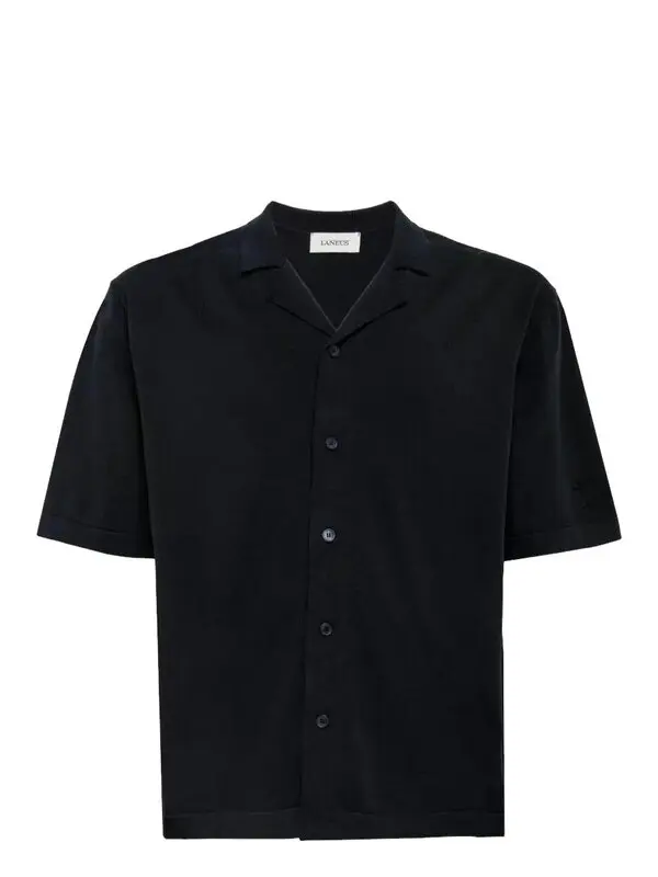 LANEUS Knitted Cotton Shirt - Blue