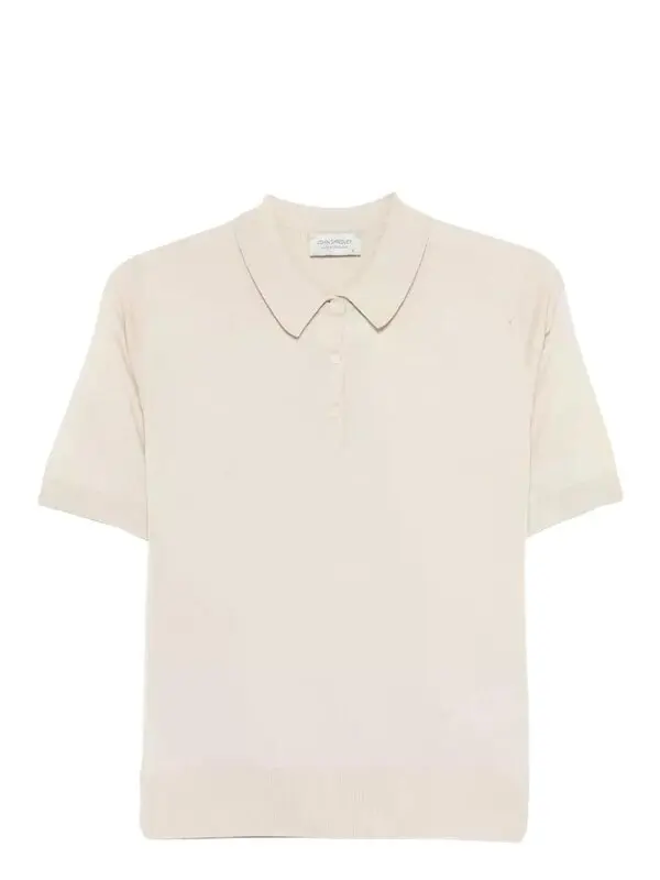 John Smedley Jill Short-sleeve Polo Top - Neutrals