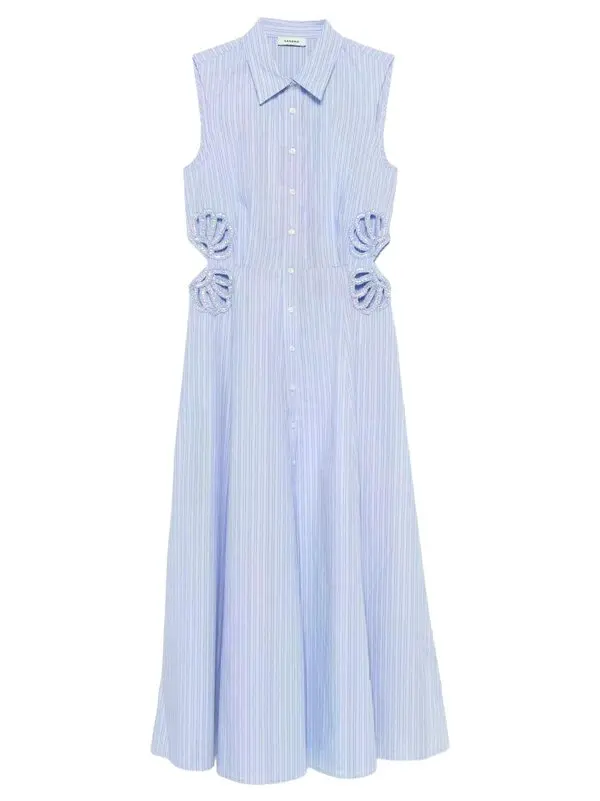 Sandro Striped Cut-out Midi Dress - Blue