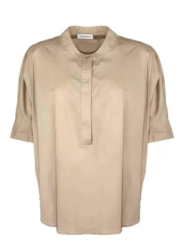 KANGRA Short Sleeve Blouse - Neutrals
