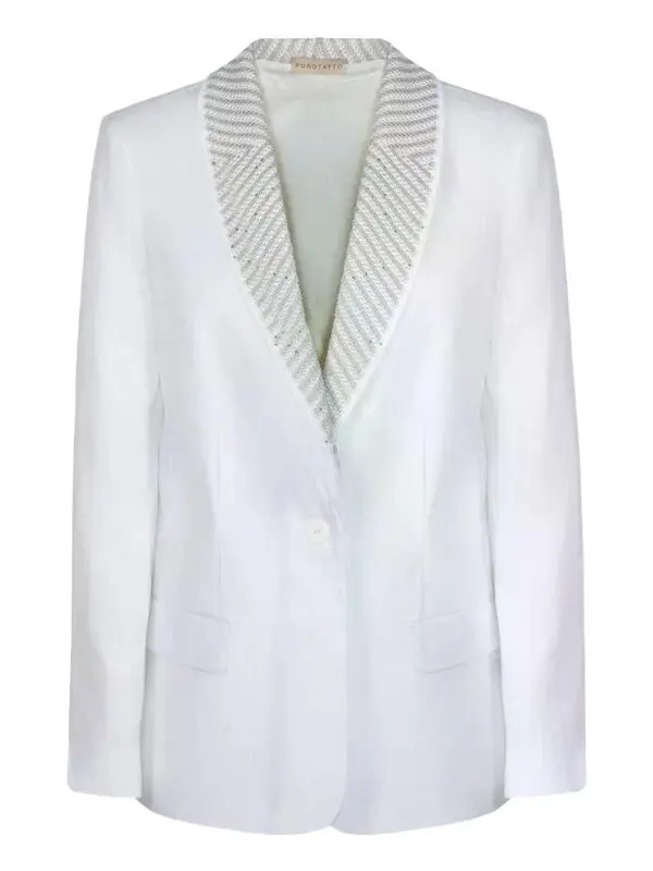 PUROTATTO Linen Single-breasted Blazer - White