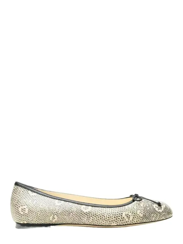 Manolo Blahnik Snakeskin-effect Bow Ballet Flats - Neutrals