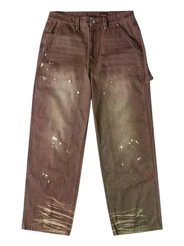 EVISU Distressed Daicock Jeans - Brown