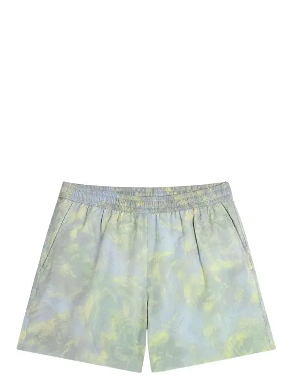 Maison Kitsuné Floral-print Seersucker Swim Shorts - Blue