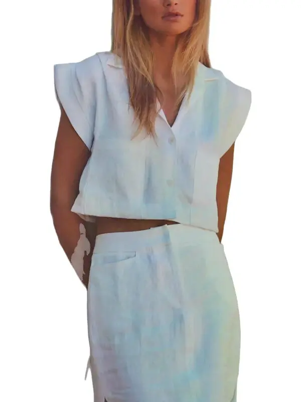 JBQ Padded Shoulder Cropped Top - White
