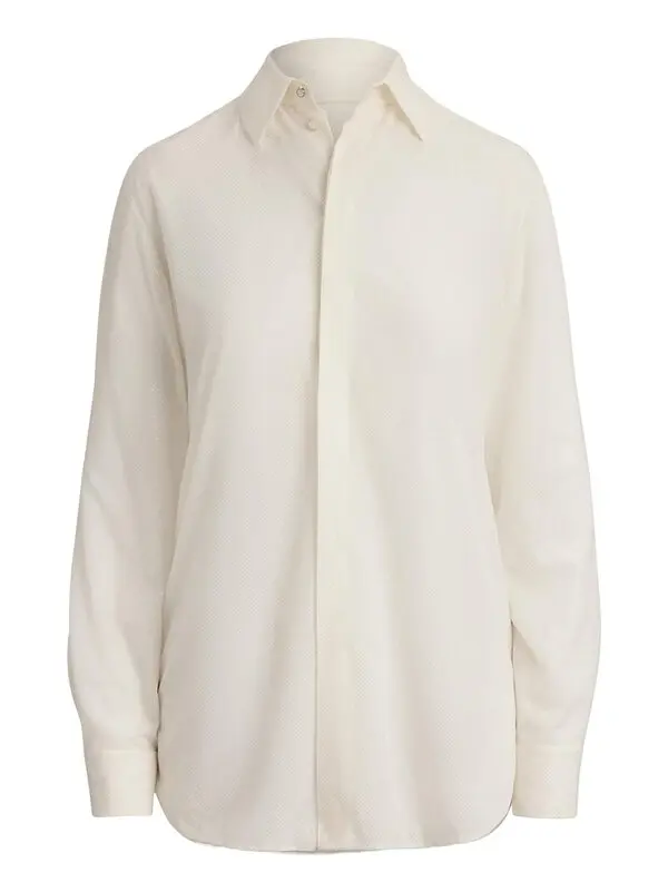 Ralph Lauren Silk Embellished Adrien Shirt - White