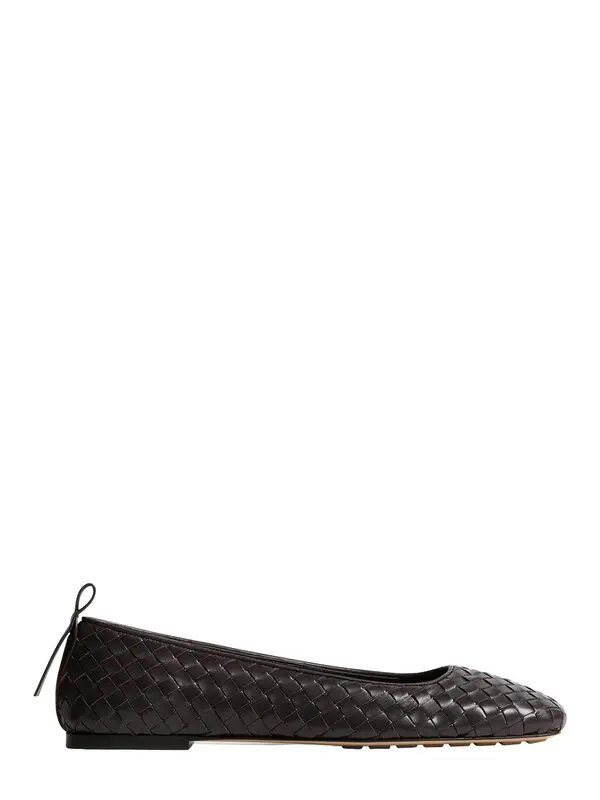 Bottega Veneta Leather Intrecciato Ballet Flats - Brown