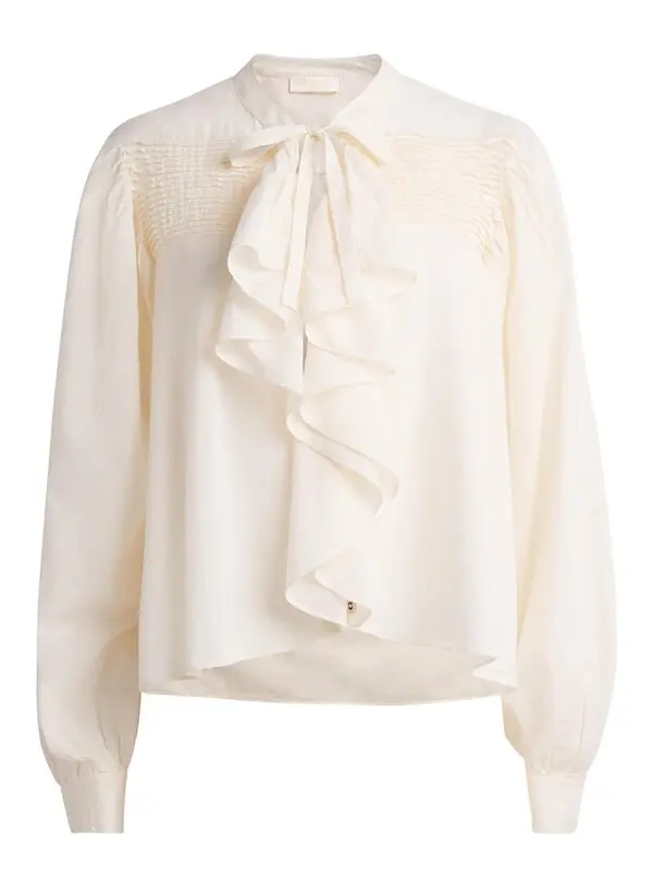 Ulla Johnson Cotton Ruffled Riko Blouse - White