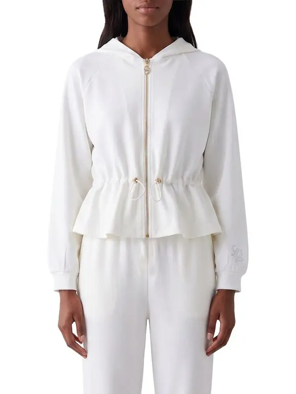 Liu Jo Hooded Sweatshirt In Modal And Polyester - White