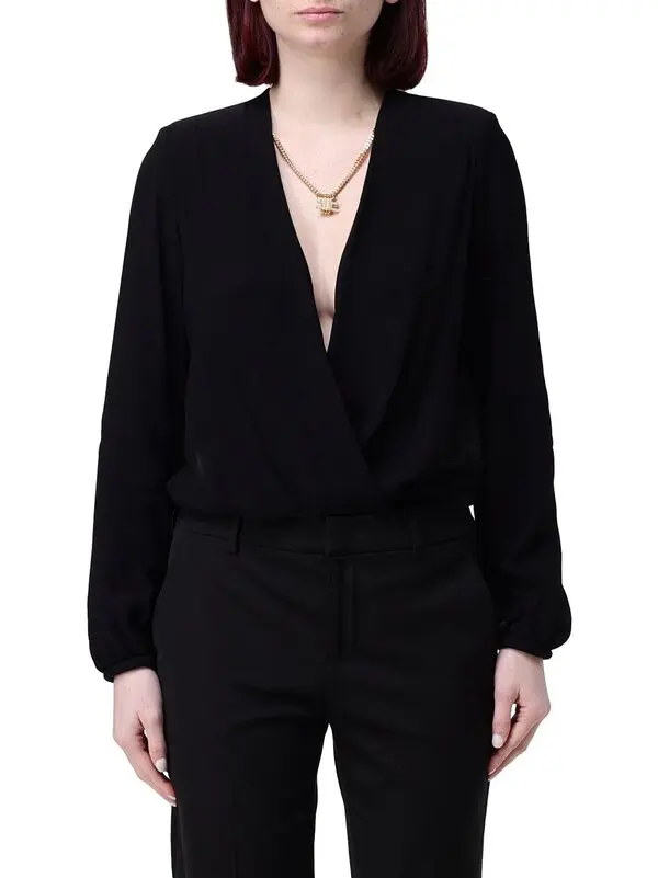 Elisabetta Franchi Georgette Bodysuit Blouse - Black