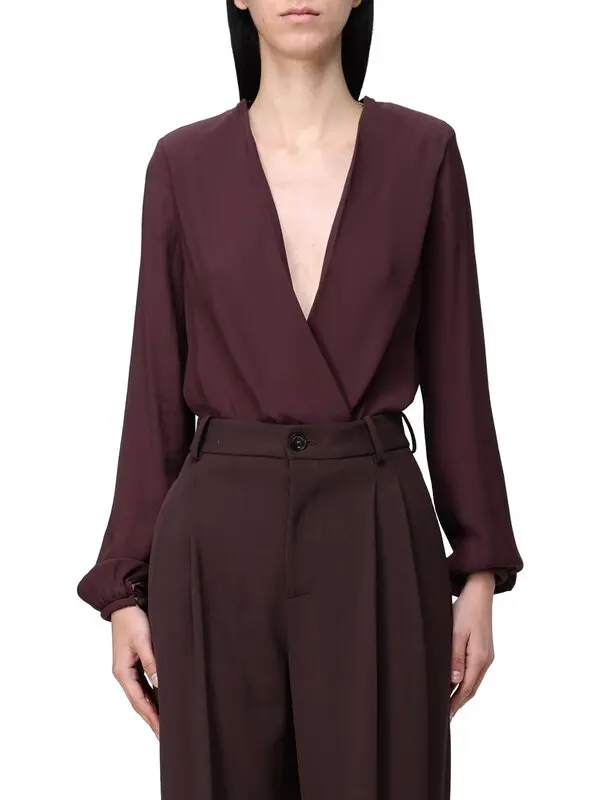 Elisabetta Franchi Georgette Bodysuit Blouse - Brown