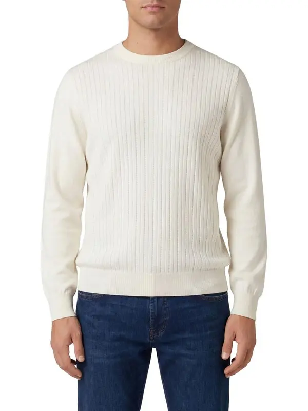 Brunello Cucinelli Ribbed Crew Neck Pullover - White
