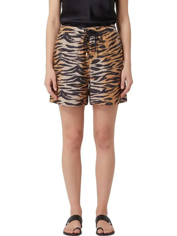 Pinko Animal Print Silk And Cotton Shorts - Multicolor