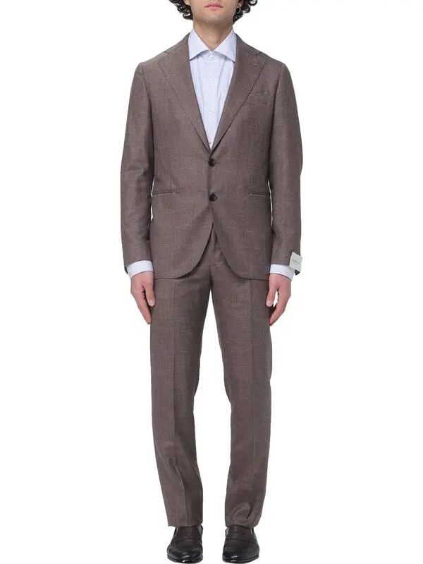 LUIGI BORRELLI Single-breasted Virgin Wool Blend Suit - Brown