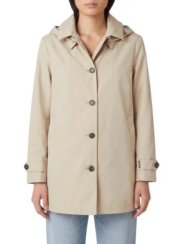 SAVE THE DUCK Long Jacket With Hood - Brown